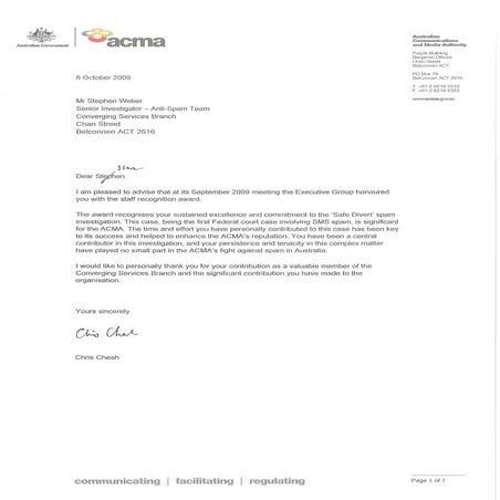 ACMA Chairmans Award - 2009 | PDF