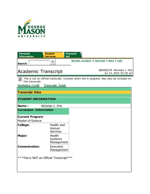 UnofficialTranscript | PDF