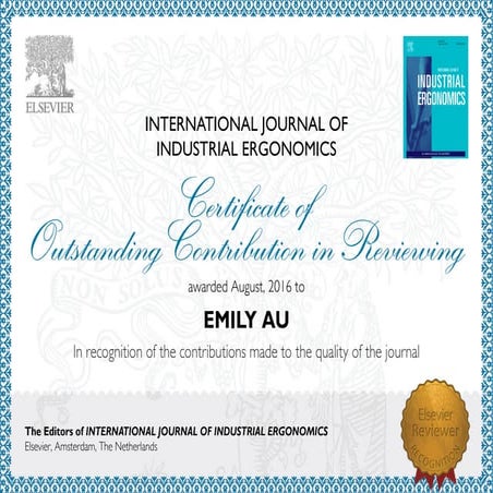 IJIE_Outstanding Reviewer Certificate | PPT