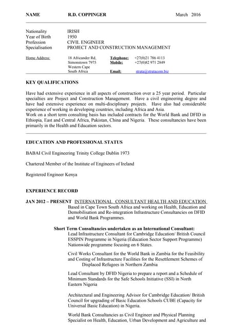 cv | DOC | Civil Engineering Industry | Industries