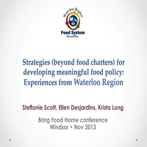 A Food Sovereignty Framework for Food Policy: the Canadian Experience ...
