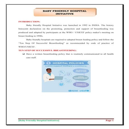 Baby Friendly Hospital Initiative (BFHI) | PDF