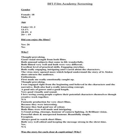 BFI Film Academy Screening Feedback | PDF