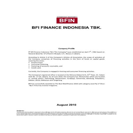 PROFIL BFI FINANCE INDONESIA,TBK | PDF
