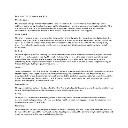 Bfi short film analysis | DOCX