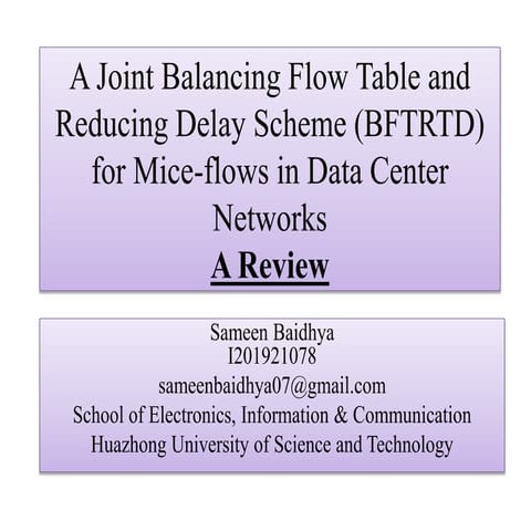 Balancing flow table and reducing delay scheme: A review | PPTX | Computer Networking | Computing