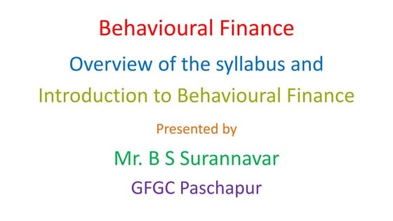 behavioral finance intro | PPTX | Stocks and Bonds | Personal Investing