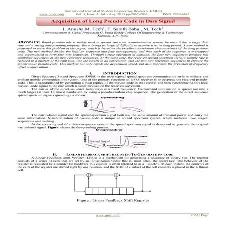 Acquisition Of Long Pseudo Code In Dsss Signal Pdf