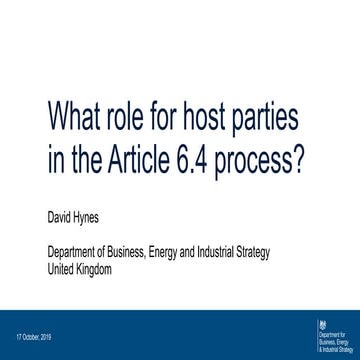 CCXG Oct 2019 What role for host parties in the Article 6.4 process ...
