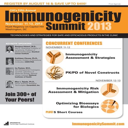 CHI's Immunogenicity and Bioassay Summit 2015 | PDF