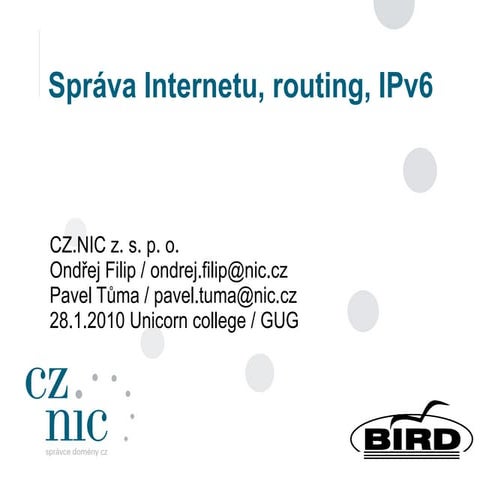 CZNIC: Správa internetu, routing a IPv6 | PDF