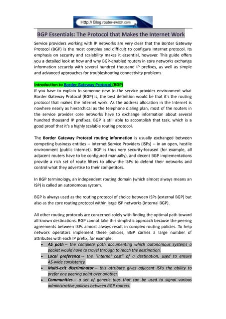 Loop prevention mechanism on BGP routing | PPTX | Computing ...