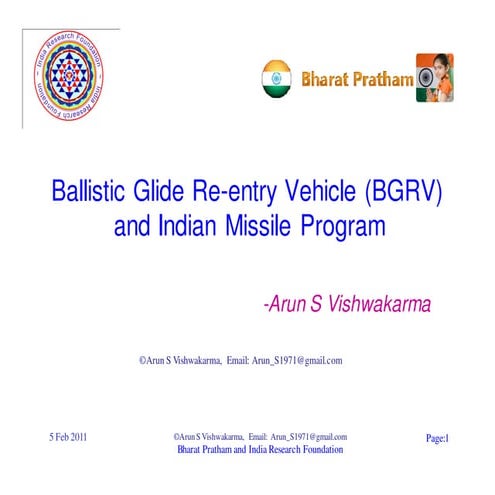 Bgrv and indian missiles arun vishwakarma, rev 1 c | PDF