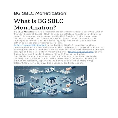 Best BG SBLC Monetization Company for Maximum Returns - Artley Finance (HK) Limited | PDF