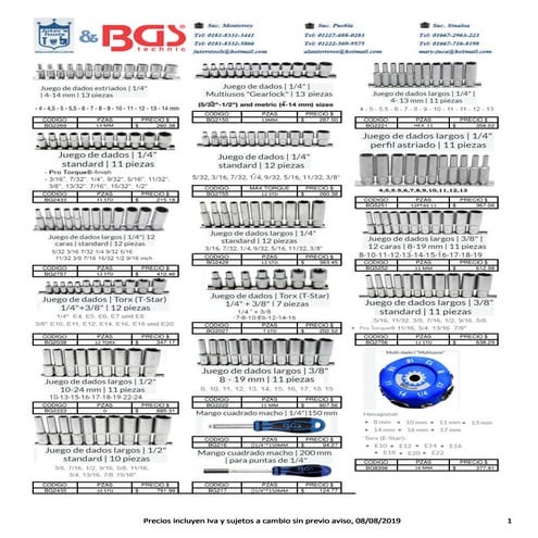$ Bgs tools agosto 2019 JUTERS TOOLS SA DE CV | PDF