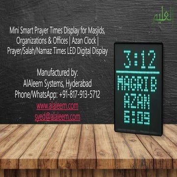 Mini Smart Prayer Times Display for Masjids, Organizations & Offices ...