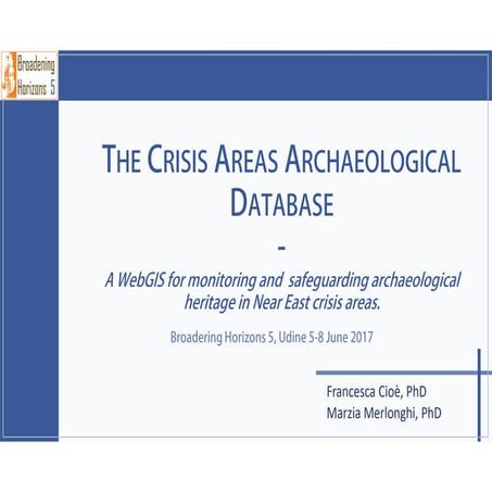 The CAAD Crisis Areas Archaeological Database WebGIS | PDF