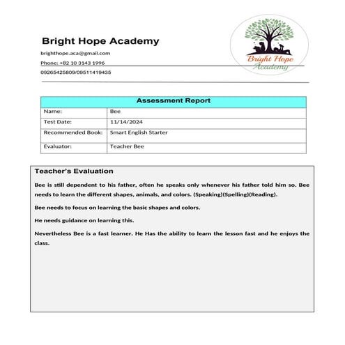 BHA- Assesment Report-Bee.mjnknklm;lm;lml;ml;mlmlmlmdocx | PDF