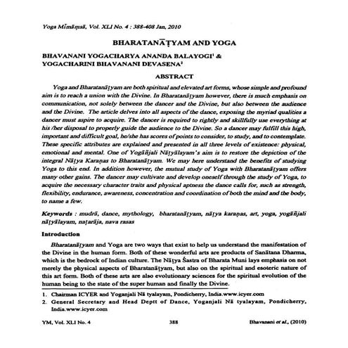 Bharatanatyam and Yoga | PDF