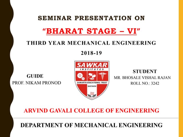 Emission norms- Bharat Stage and Euro | PPTX