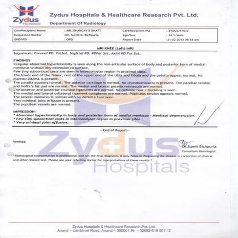 Bhargav all Medical Reports | PDF