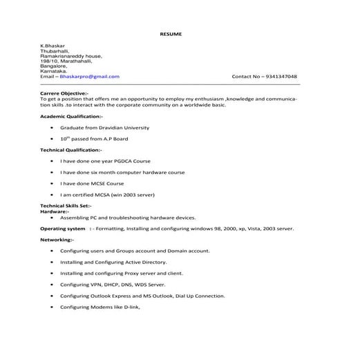 Bhaskar Resume | PDF