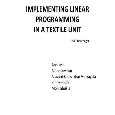 Implementing Linear Programming Pptx Needlework Arts And Crafts