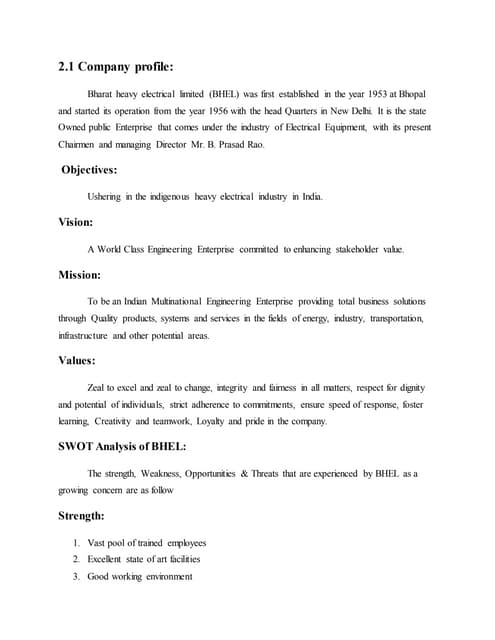 Case study on bhel | PPT