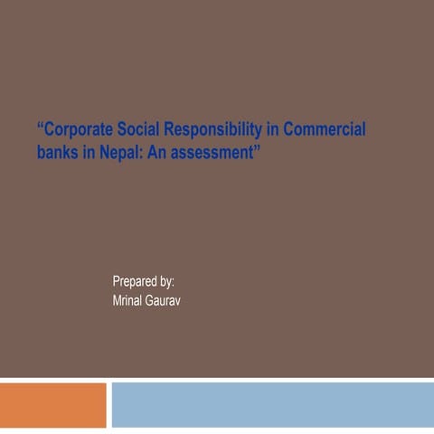 Corporate Social Responsibility in Commercial banks in Nepal | PPT