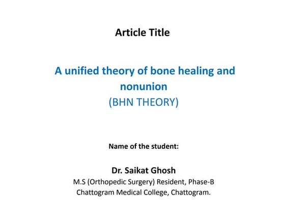 Bone biology and principle of bone healing. | PPT