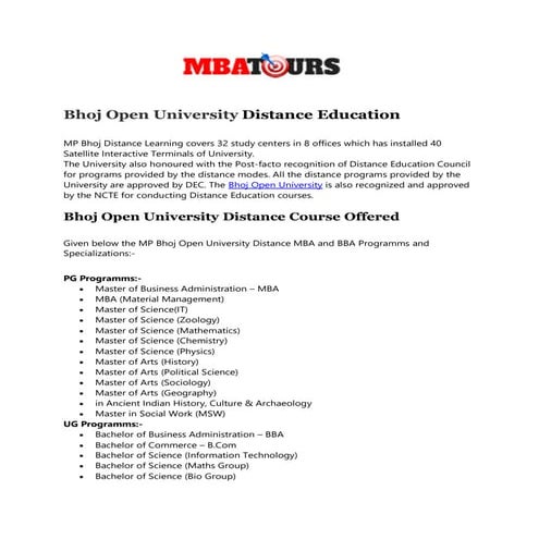 Madhya Pradesh Bhoj Open University | PDF
