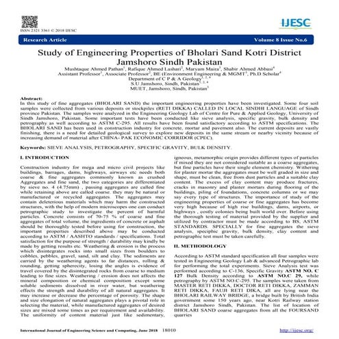 Study of Engineering Properties of Bholari Sand Kotri District Jamshoro ...