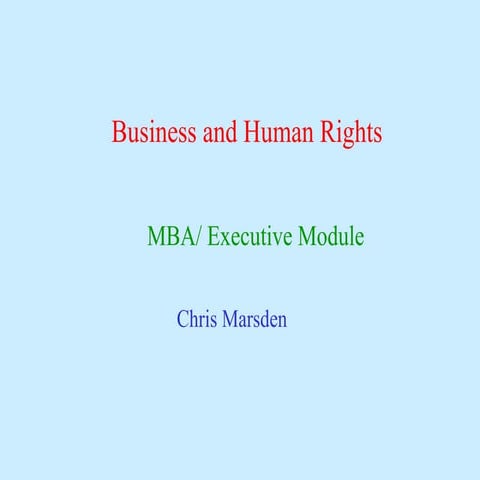 Business and Human Rights: MBA / Executive Module | PPT