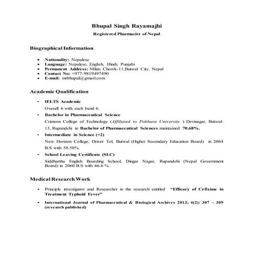 Bhupal resume | DOCX