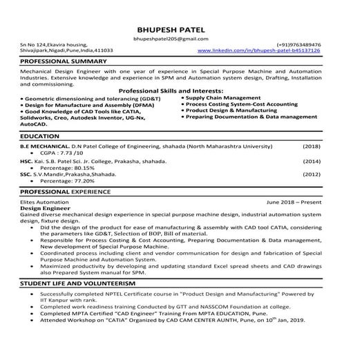 Bhupesh patel traditional resume | PDF