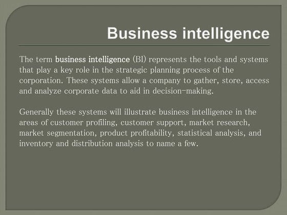 An atypical Business Intelligence setup | PDF