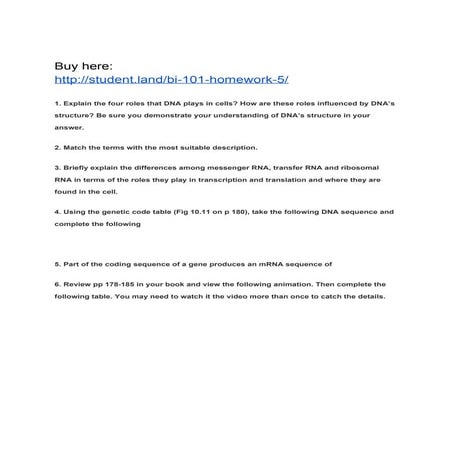 BI 101 Homework 5 | PDF