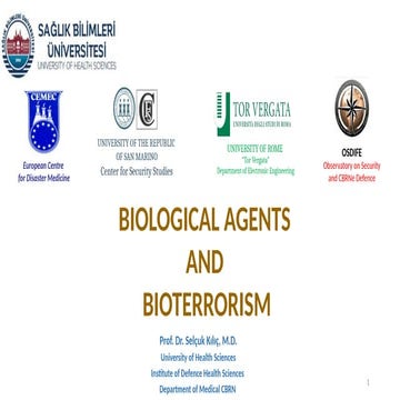 Biological Warfare Agents And Bioterrorism Ppt