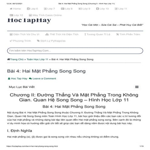 Bài 4: Hai Mặt Phẳng Song Song | PDF