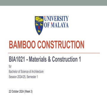Modern Bamboo Construction & Application in Buildings | PDF