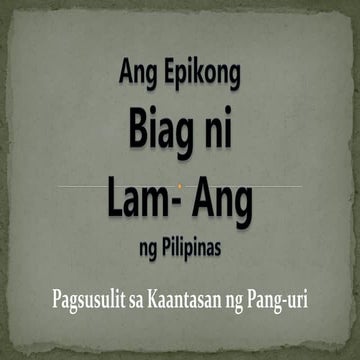 Biag ni Lam-ang (Pagsusulit sa Kaantasan ng Pang-uri) | PDF