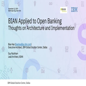 BIAN Applied to Open Banking - Thoughts on Architecture and Implementation | PDF