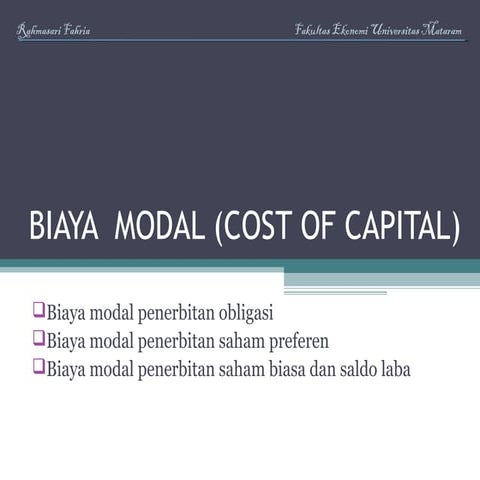 Biaya modal (cost of capital) | PPT