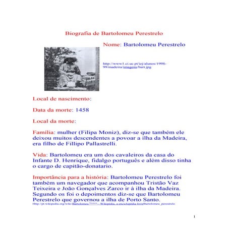 Bibiografia De Bartolomeu Perestrelo | PDF