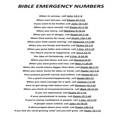 Bible emergency numbers | DOCX