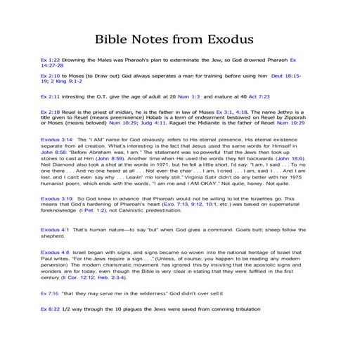 Bible notes from Exodus | DOCX