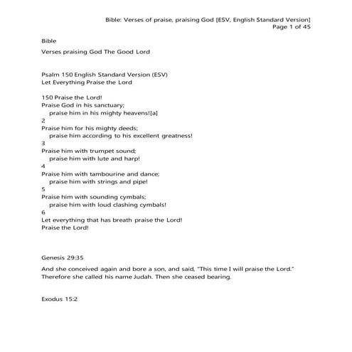 Bible's praise verses; Bonus: God's names: | DOCX