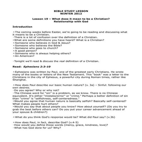 Bible study lesson #20b (winter 2012) | DOC