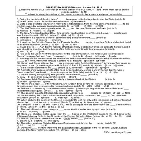Bible study quiz part 1 | PDF