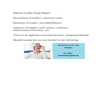 Biblical Leader StudyReportDescription of leader’s character tr | DOCX